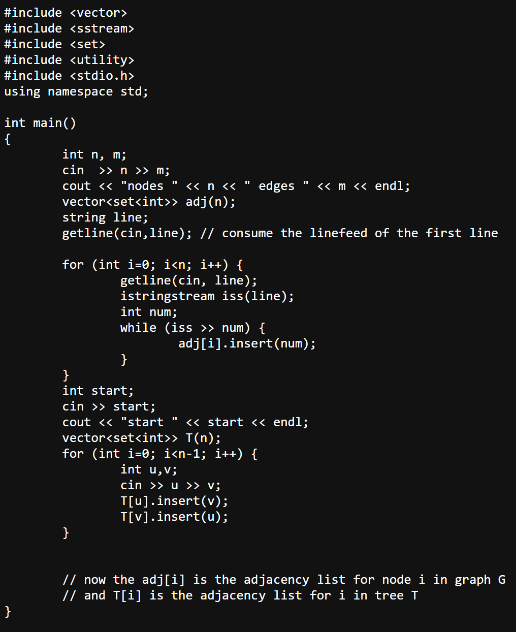 Solved Given an undirected graph and its spanning tree T and | Chegg.com