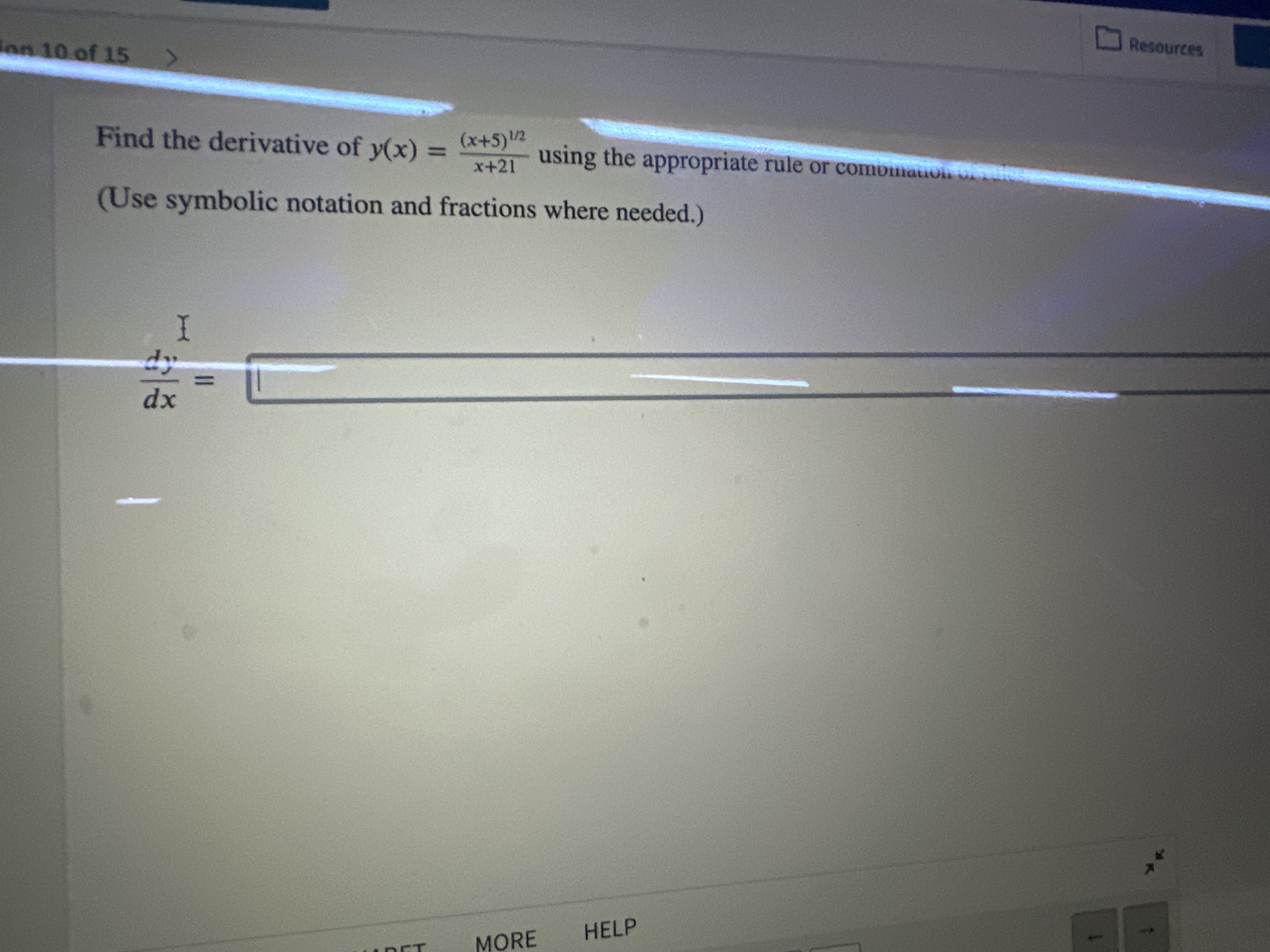 Solved Find the derivative of y(x)=(x+5)12x+21 ﻿using the | Chegg.com