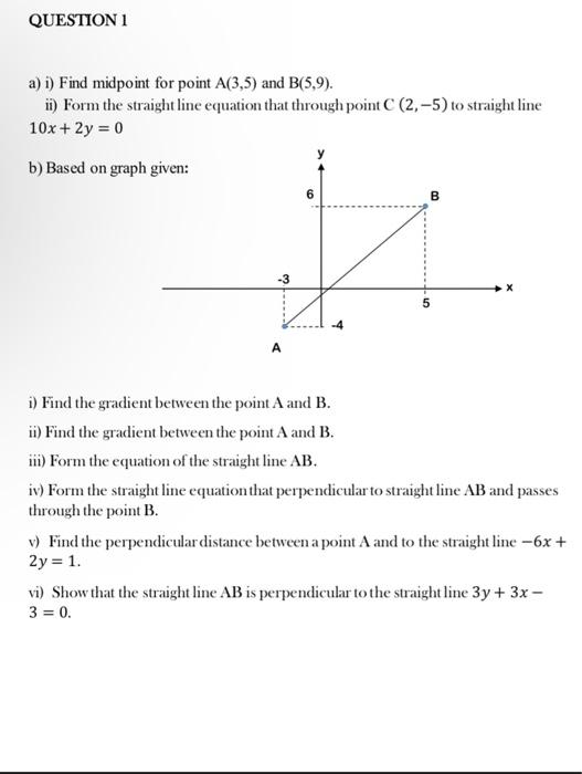Solved a) i) Find midpoint for point A(3,5) and B(5,9). ii) | Chegg.com