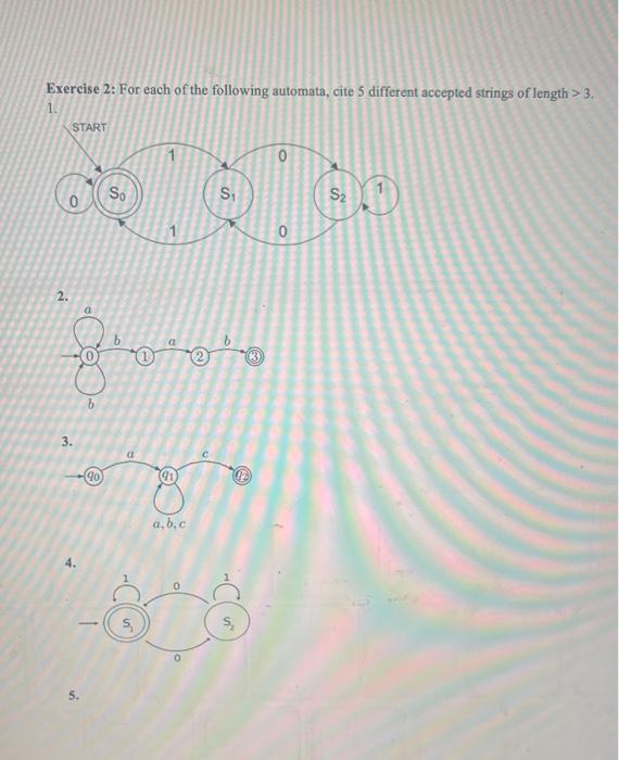 Solved Exereise 2: For each of the following automata, cite | Chegg.com