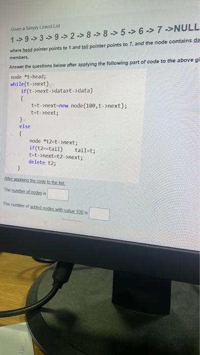 Solved Given a Simply Linked List 1→9→3→9→2→8→8→5→6⇒7→ NULL | Chegg.com