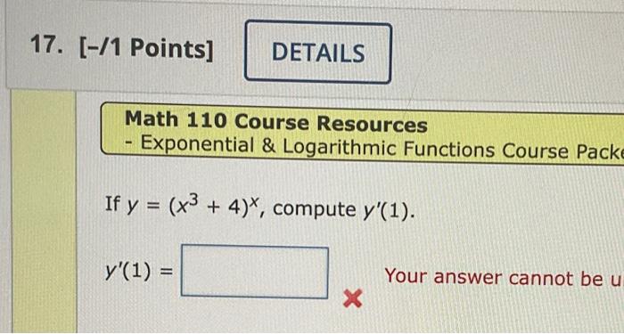 Solved Math 110 Course Resources - Exponential \& | Chegg.com