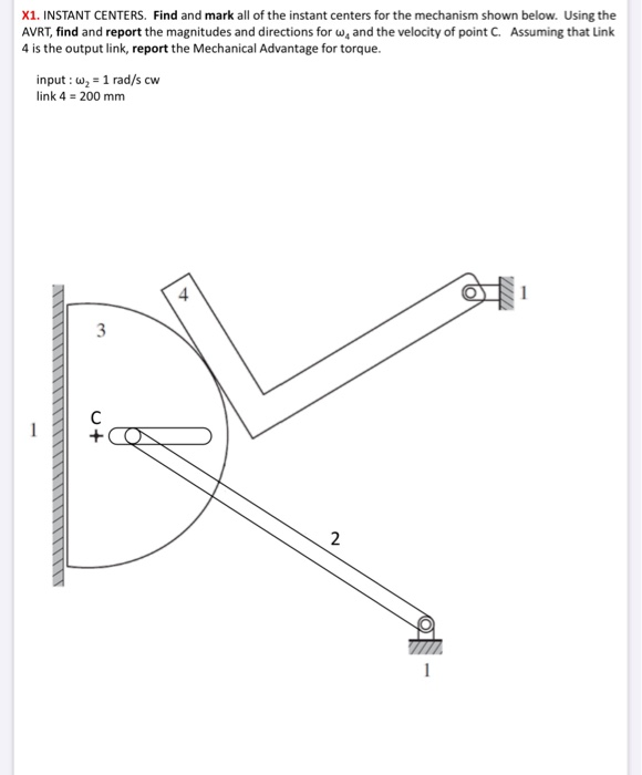 Solved X1. INSTANT CENTERS. Find and mark all of the instant | Chegg.com