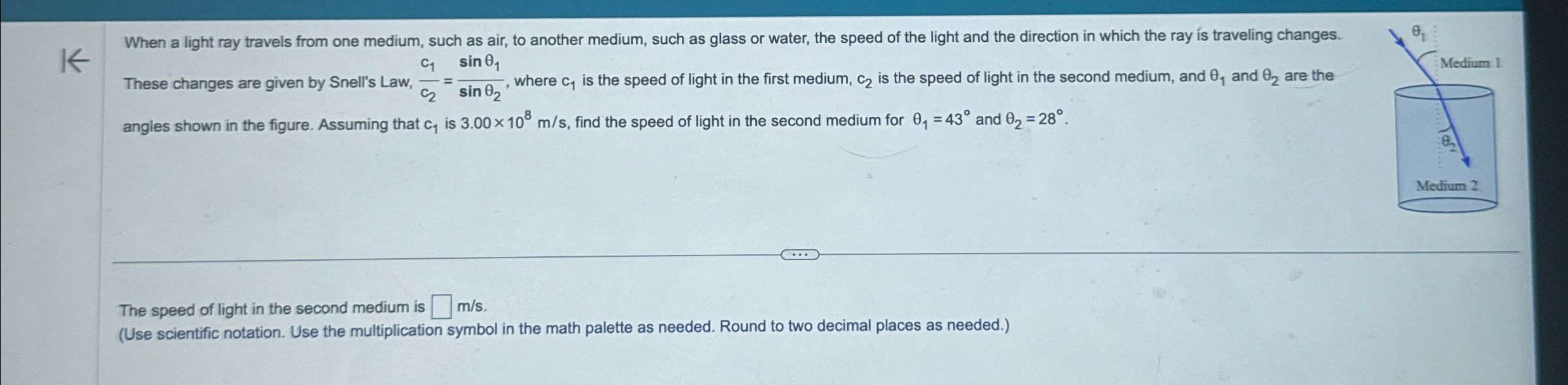 Solved When a light ray travels from one medium, such as | Chegg.com