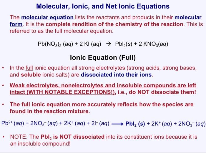 Solved Molecular, lonic, and Net lonic Equations The | Chegg.com