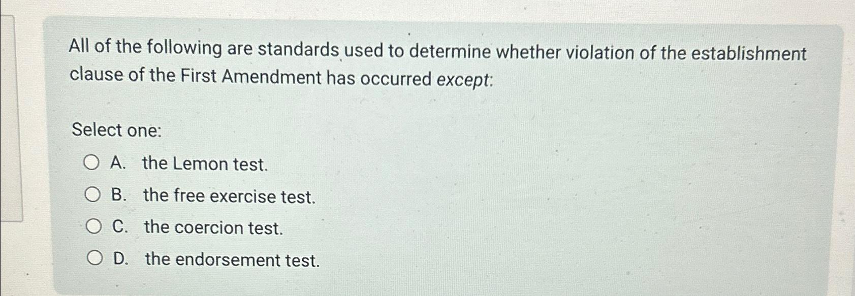 Solved All of the following are standards used to determine | Chegg.com