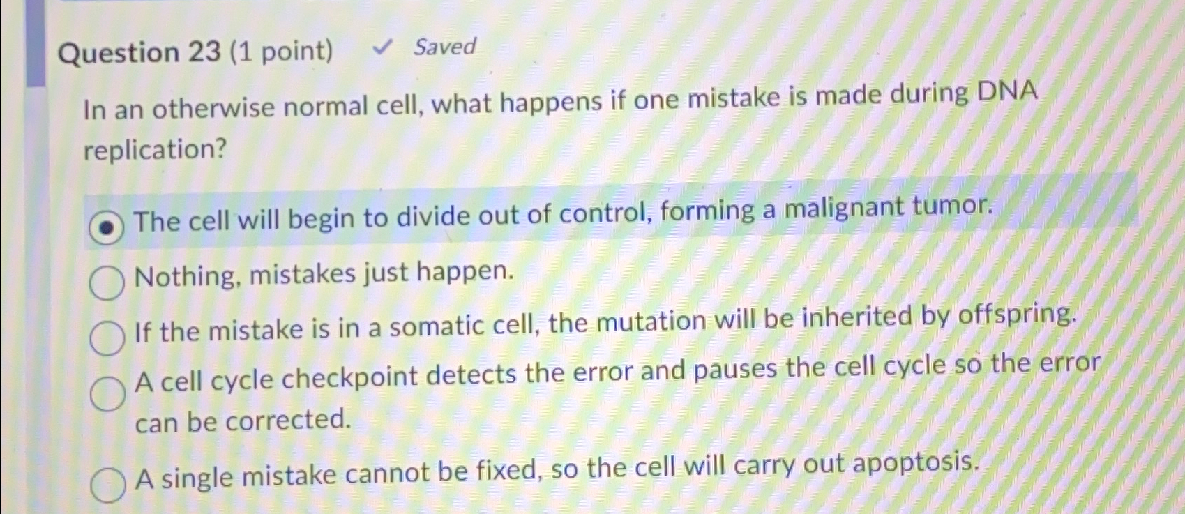 Solved Question 23 (1 ﻿point) ﻿SavedIn an otherwise normal | Chegg.com