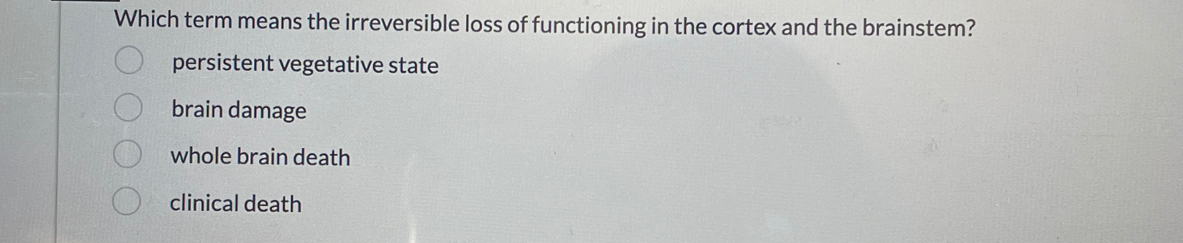 Solved Which term means the irreversible loss of functioning | Chegg.com