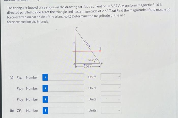 Solved The triangular loop of wire shown in the drawing | Chegg.com