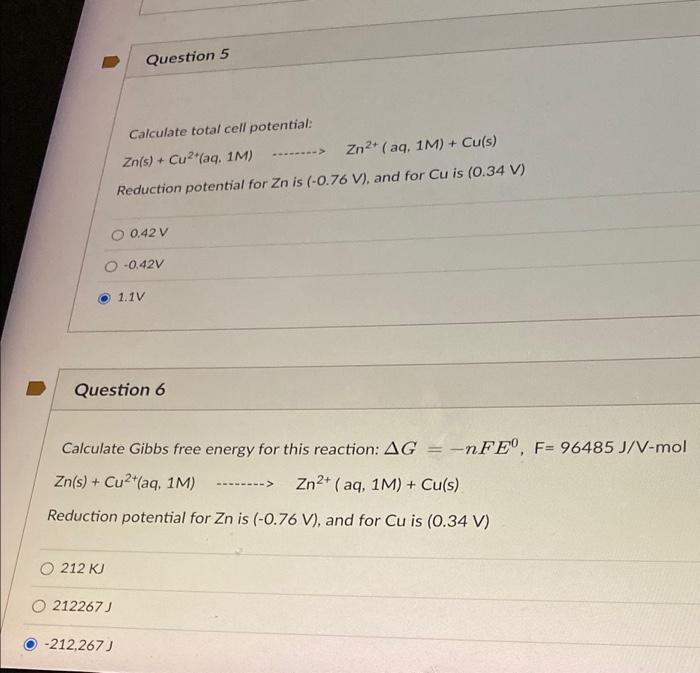 Solved Calculate total cell potential: | Chegg.com