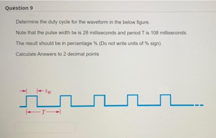 Solved Determine the duty cycle for the waveform in the | Chegg.com