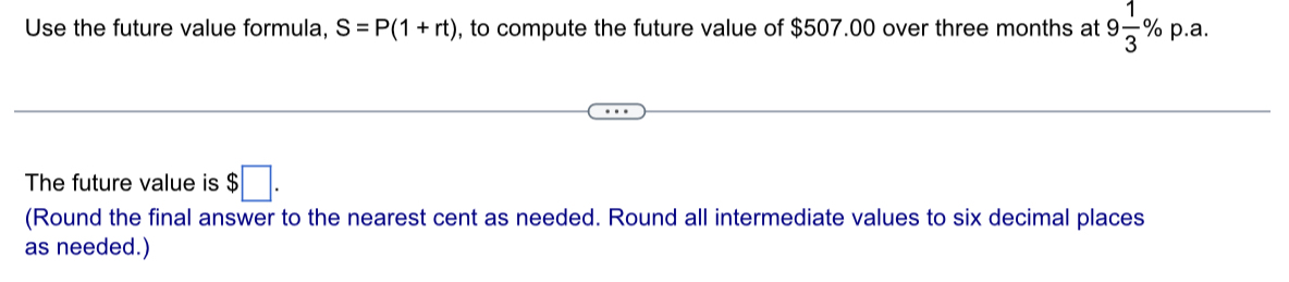 Solved Use the future value formula, S=P(1+rt), ﻿to compute | Chegg.com