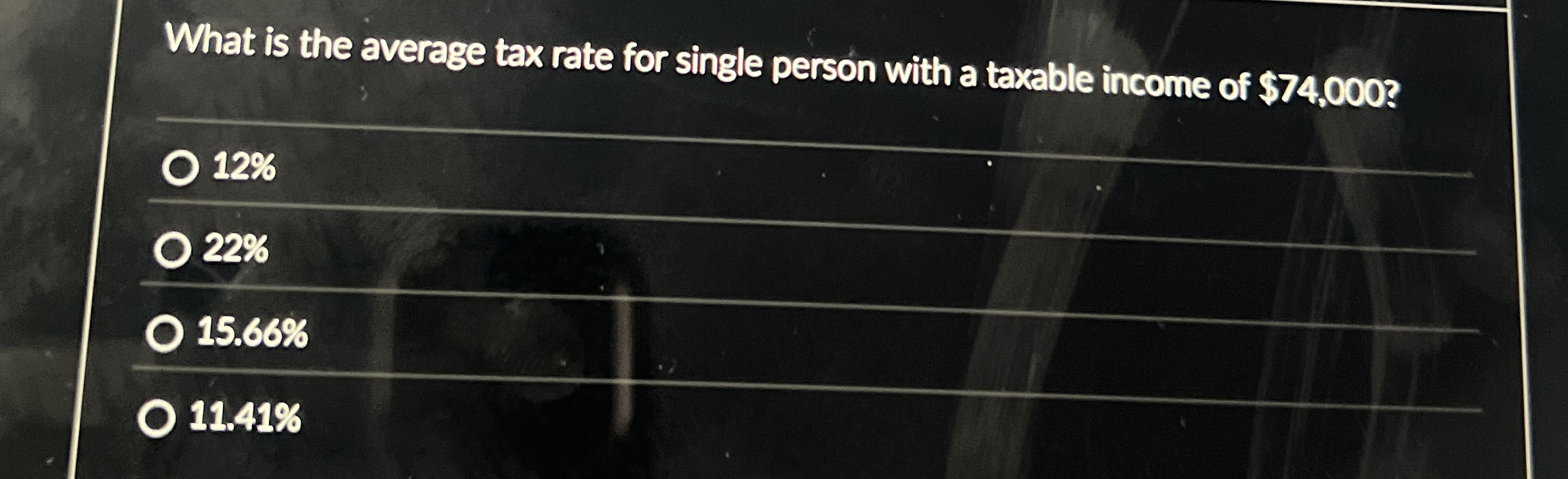 Solved What is the average tax rate for single person with a | Chegg.com