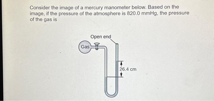 Solved Consider the image of a mercury manometer below. | Chegg.com