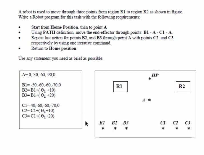 Solved A robot is used to move through three points from | Chegg.com
