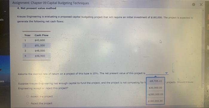 Solved ssignment Chapter 09 Capital Budgeting Techniques 4. | Chegg.com