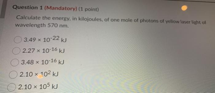 Solved Question 1 (Mandatory) (1 point) Calculate the | Chegg.com