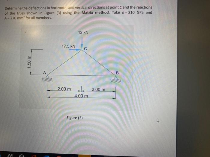 Solved Determine the deflections in horizontal and vertical | Chegg.com