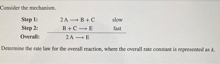 Solved Consider the mechanism. \begin{tabular}{lcc} Step 1: | Chegg.com