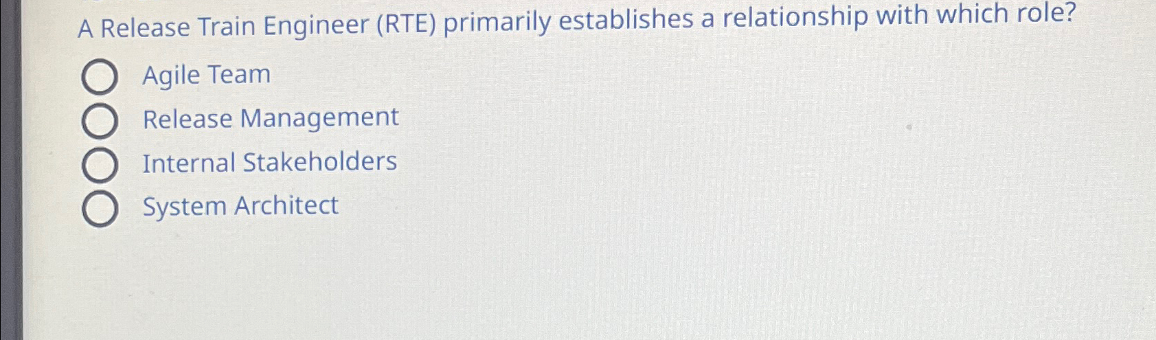 Solved A Release Train Engineer (RTE) ﻿primarily establishes | Chegg.com