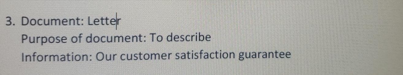 Solved Document: Letter Purpose of document: To describe | Chegg.com