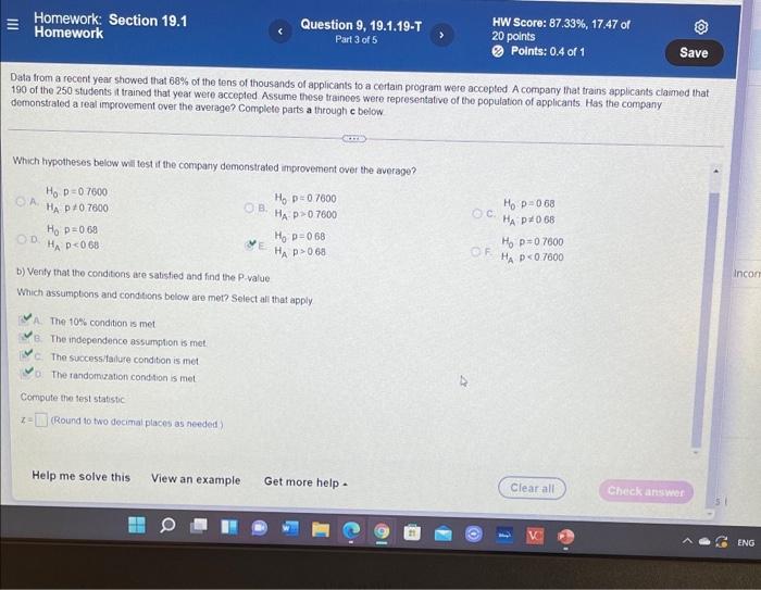 Solved Homework Section 19 1 Homework Question 9 19 1 19 T
