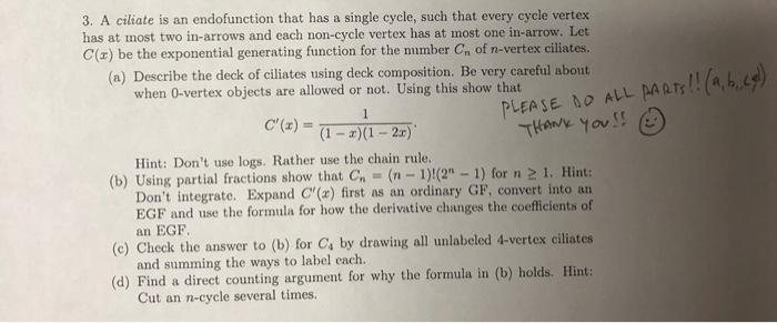 Solved 3. A ciliate is an endofunction that has a single | Chegg.com