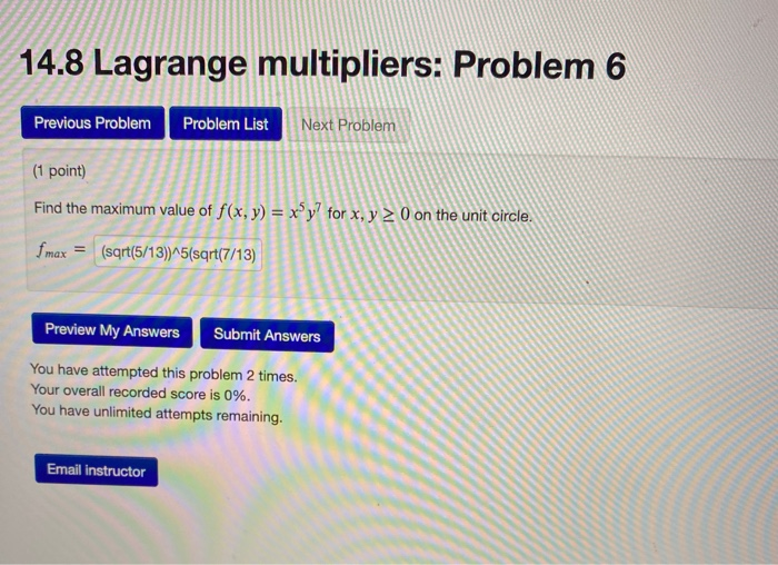 Solved 15.3 Triple integrals: Problem 2 Previous Problem | Chegg.com