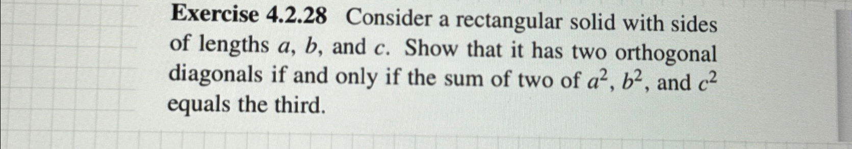 Solved Exercise 4.2.28 ﻿Consider a rectangular solid with | Chegg.com
