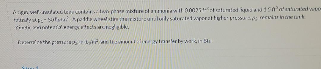 Solved A rigid, well-insulated tank contains a two-phase | Chegg.com