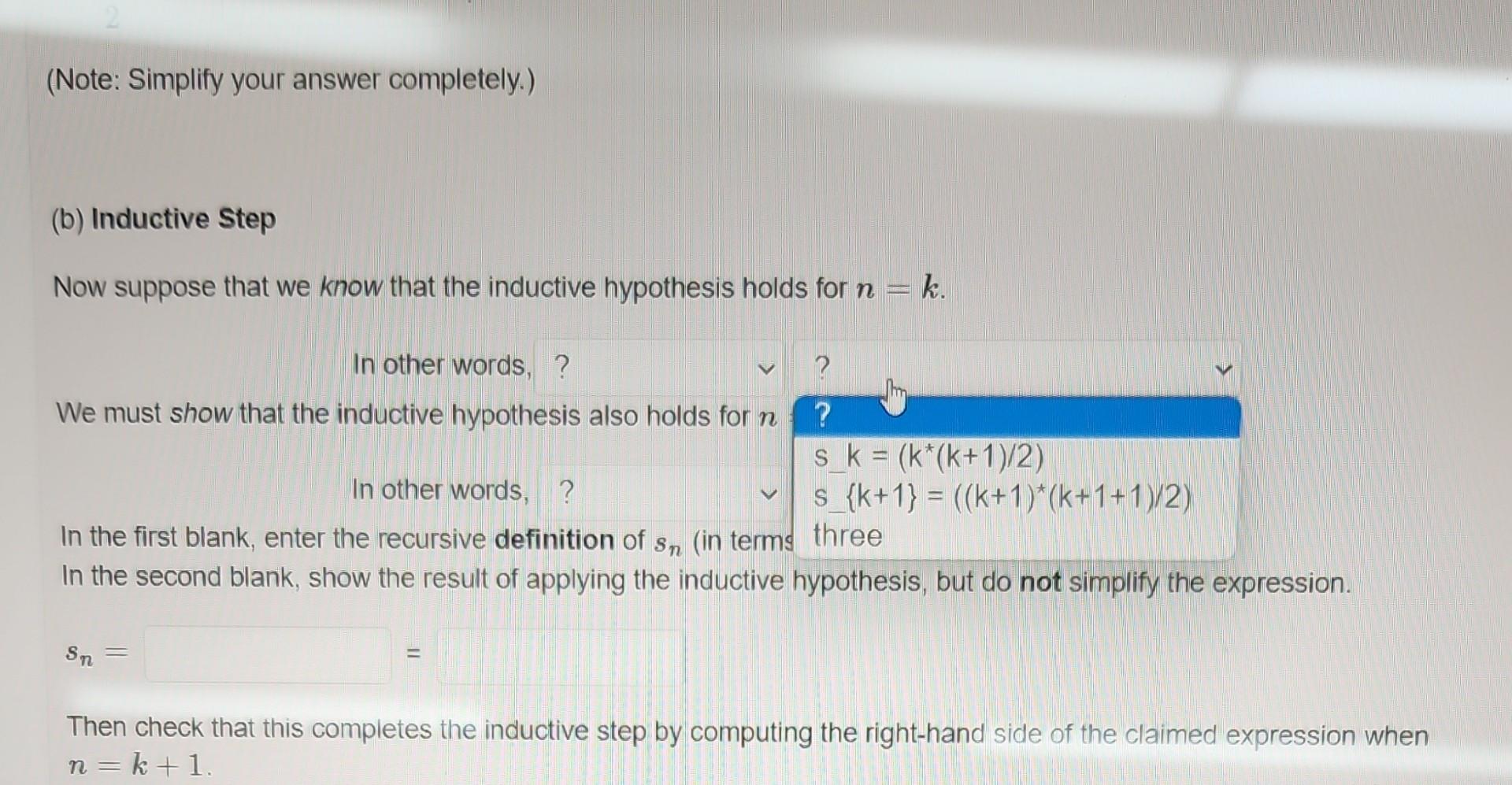 Solved Define a sequence (sn) by sn=1+2+…+n. We wish to use | Chegg.com