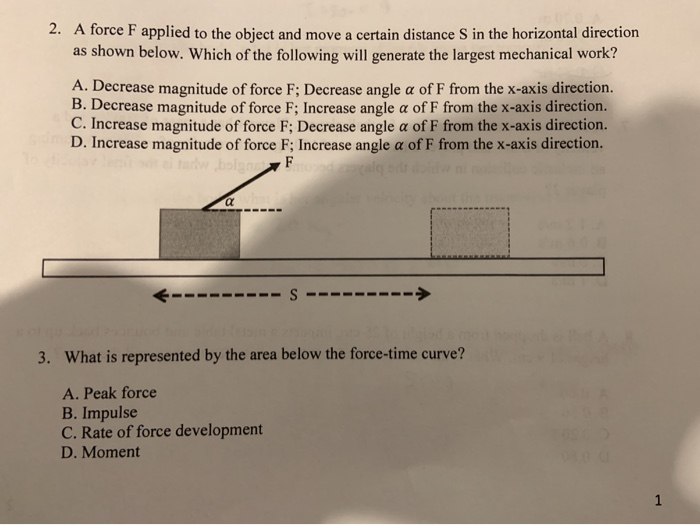 Solved 2 A Force F Applied To The Object And Move A Certain