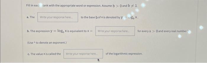 Solved Fill in each blank with the appropriate word or | Chegg.com