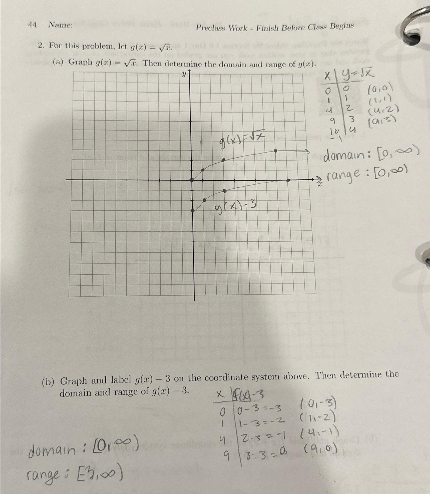 Solved 44 ﻿Name:Preclass Work - ﻿Finish Before Class | Chegg.com