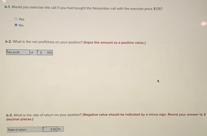 b-1. Would you exercise the call if you had bought | Chegg.com
