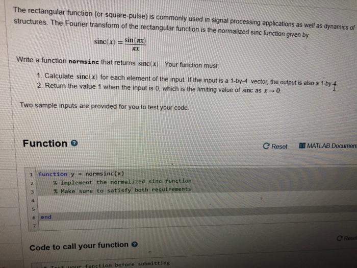 Solved The rectangular function (or square-pulse) is | Chegg.com