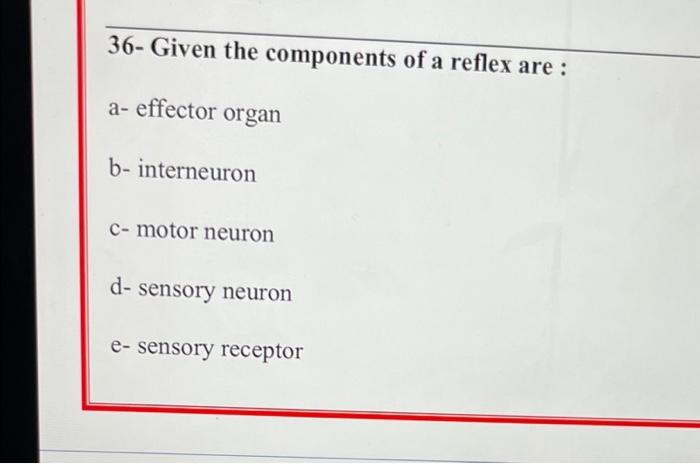 Solved 36- Given the components of a reflex are : a- | Chegg.com