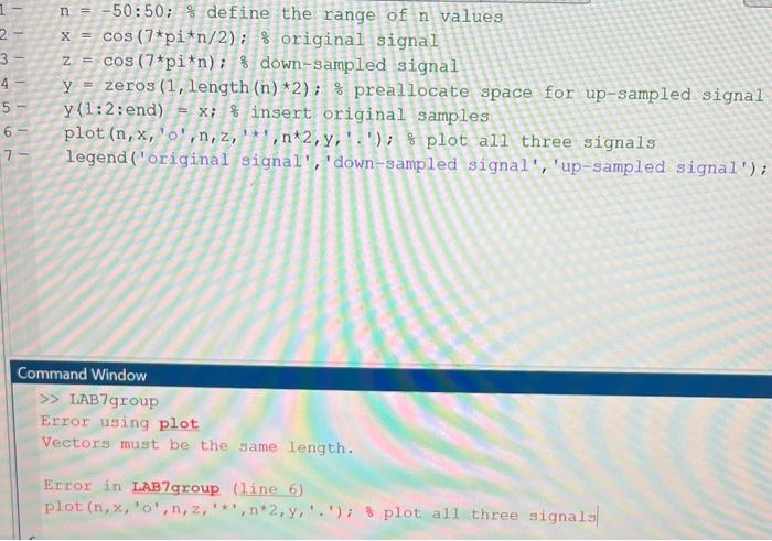 Command Window > LAAB7group Error using plot Vectors | Chegg.com Command Window > LAAB7group Error using plot Vectors | Chegg.com