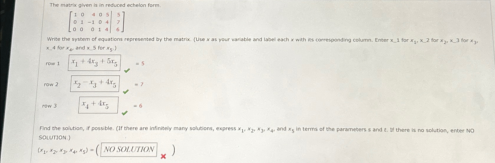 Solved The matrix given is in reduced echelon | Chegg.com