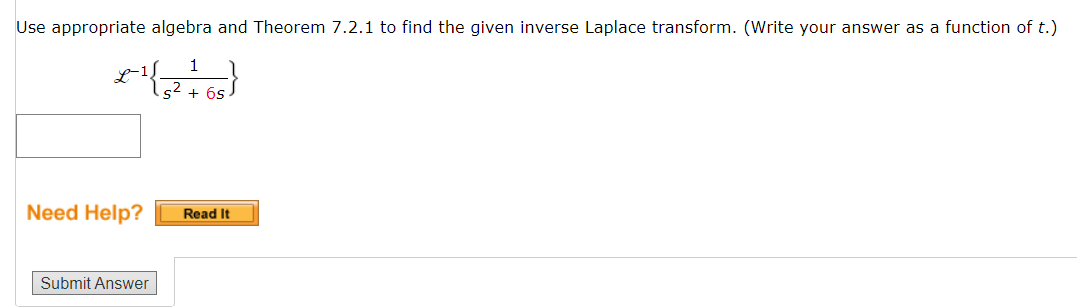 Solved Use appropriate algebra and Theorem 7.2.1 ﻿to find | Chegg.com