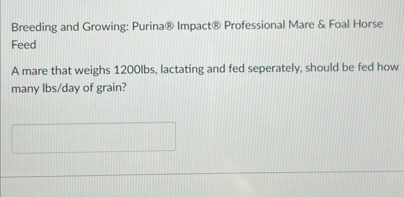 Solved Breeding and Growing: Purina ?® Impact ?® | Chegg.com Solved Breeding and Growing: Purina ?® Impact ?® | Chegg.com