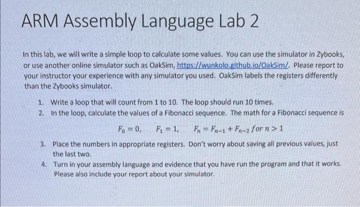 ARM Assembly Language Lab 2 In this lab, we will | Chegg.com