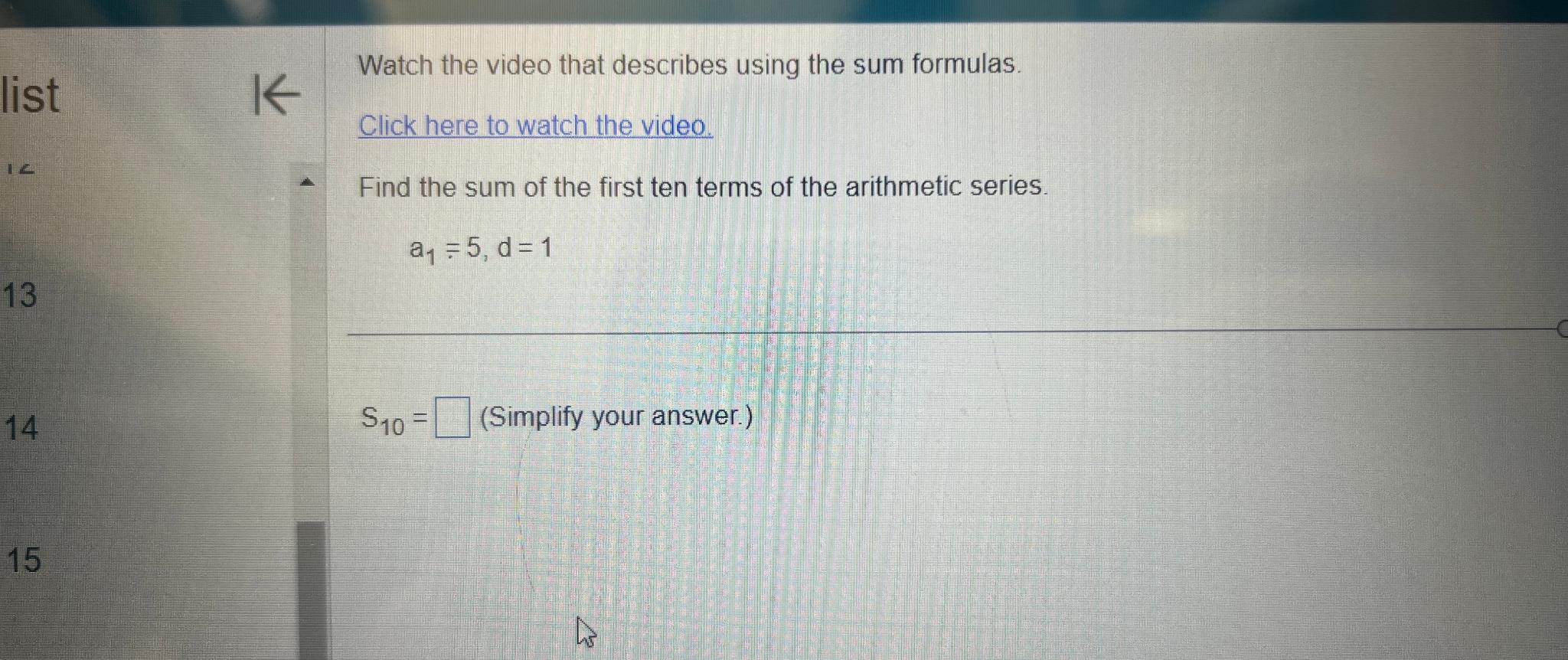 Solved Watch the video that describes using the sum | Chegg.com