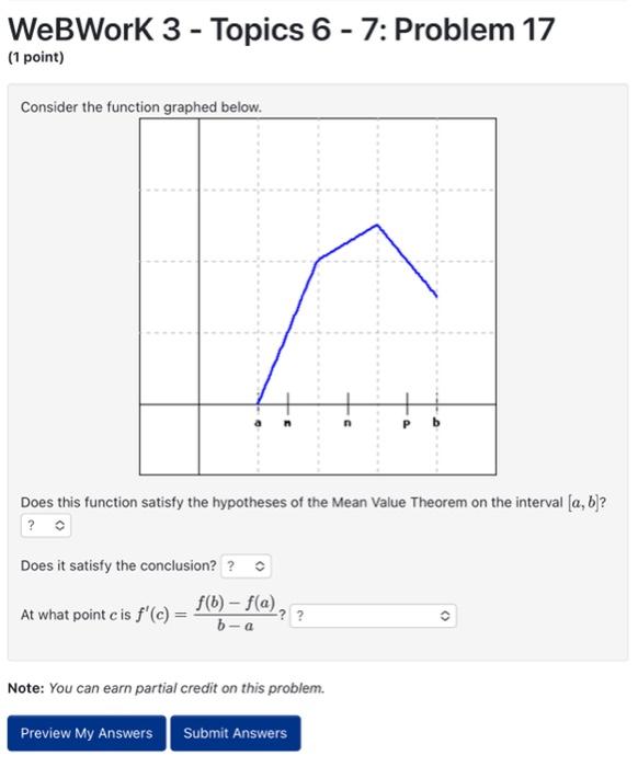Solved WeBWork 3 - Topics 6 - 7: Problem 17 (1 point) | Chegg.com