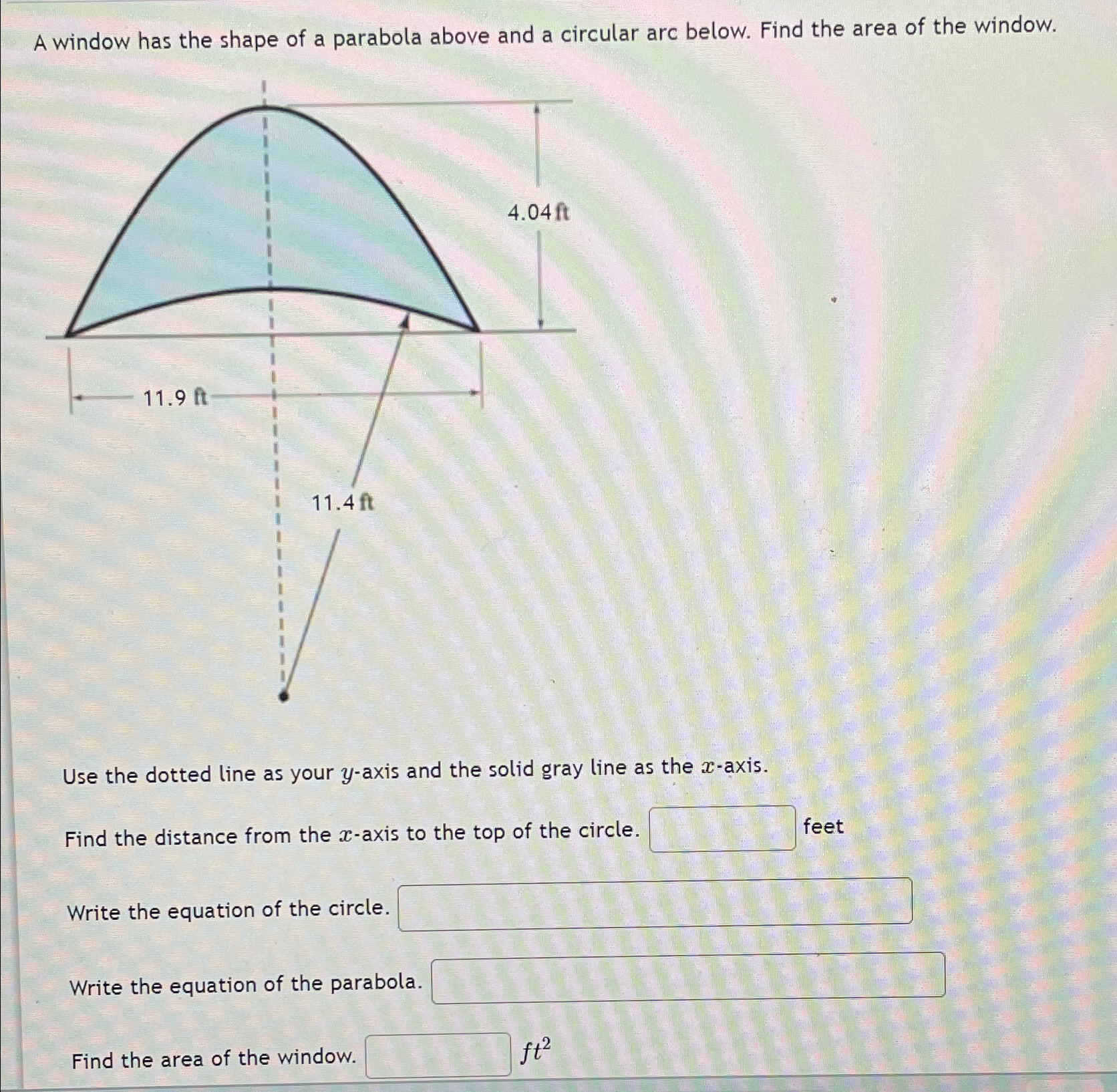 A window has the shape of a parabola above and a | Chegg.com