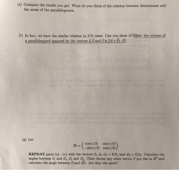 Solved 4. Matrices as Linear Transformations &Determinants A | Chegg.com