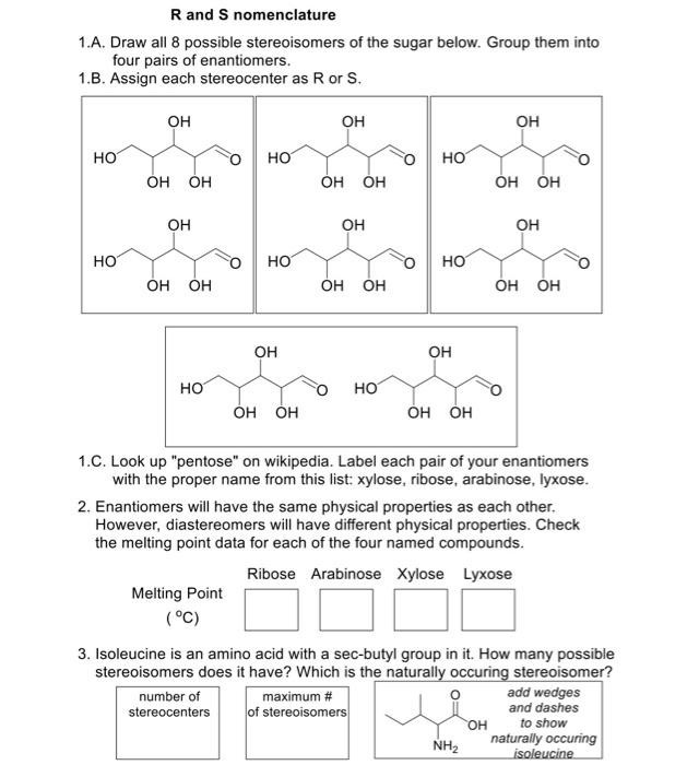 Solved R and S nomenclature 1.A. Draw all 8 possible | Chegg.com