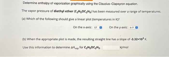 Determine enthalpy of vaporization graphically using | Chegg.com