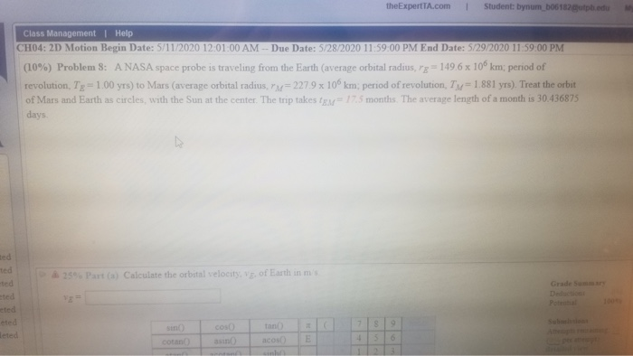Solved theExpertTA.com Student: bynum_006102tpb.edu Class | Chegg.com