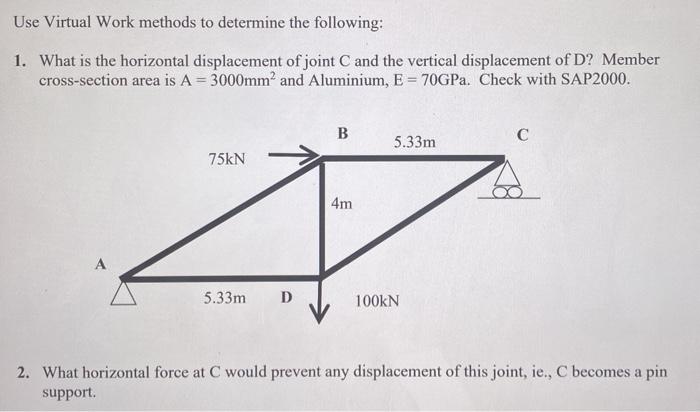 Solved Use Virtual Work methods to determine the following: | Chegg.com